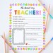 Teacher Appreciation Gift, All About My Teacher Fill In, End of Year ...