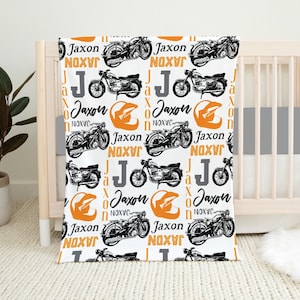 Personalized Motorcycle Blanket, Baby Name Blanket, Baby Boy Blanket ...