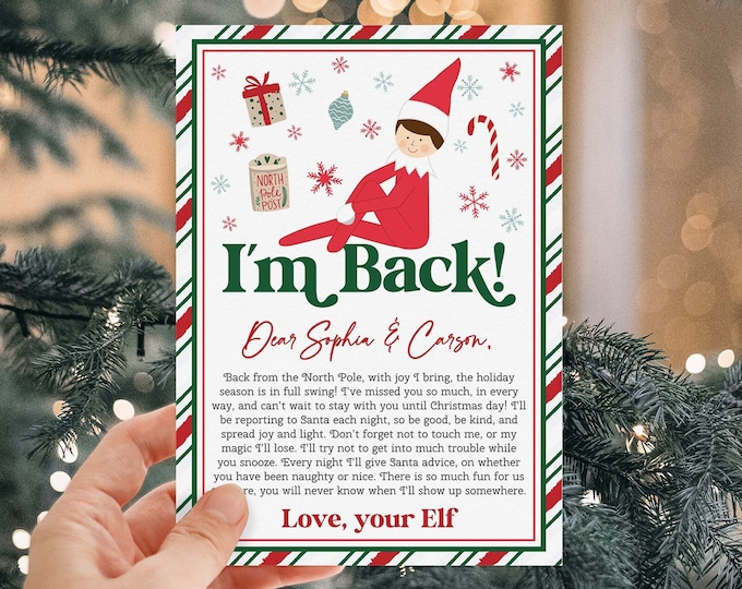 Editable Elf Arrival Letter, Elf I'm Back Letter From Elf, Elf Hello ...