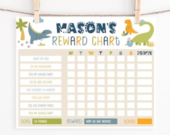 Dinosaur Reward Chart | Printable Dinosaur Kids Behavior Chart ...