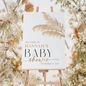Boho Baby Shower Sign, Baby Shower Welcome Sign Boy, Pampas Baby Shower ...