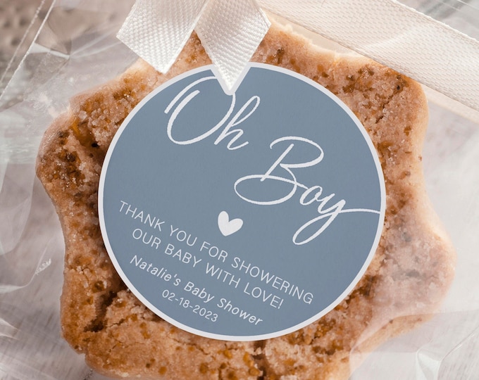 Blue Baby Shower Favor Labels, Baby Boy Baby Shower Stickers, Baby ...