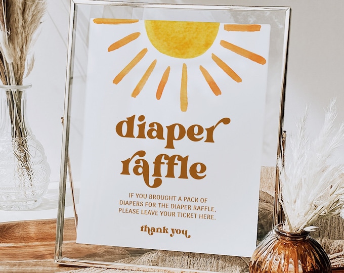 Sun Diaper Raffle Sign Here Comes the Son Baby Shower Sign - Etsy