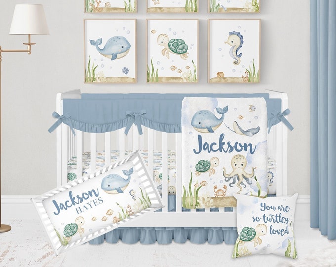 Baby Boy Crib Bedding Set, Under the Sea Nursery Bedding Set Boy, Baby ...