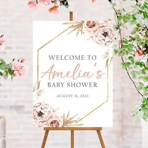 Boho Baby Shower Sign, Baby Shower Welcome Sign, Girl Baby Shower Yard ...