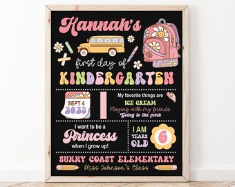 First Day of School Sign, Girl First Day of School Sign, Groovy Back to ...