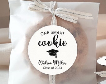One Smart Cookie Favor Sticker, Minimalist Sticker, Graduation Favor ...