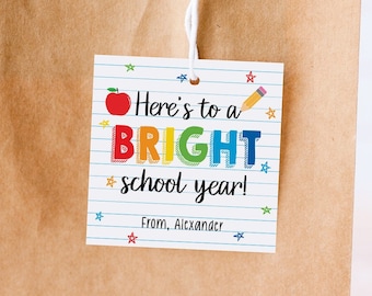 Back to School Gift Tag-first Day of School-bright School Year - Etsy