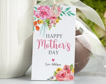 Mothers Day Gift Tag PRINTABLE Happy Mothers Day Tags, Floral Happy ...