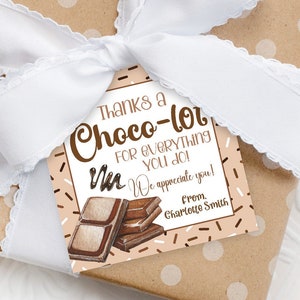 Chocolate Gift Tag Template, Printable Teacher Gift Tag, Editable ...
