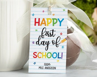 Back to School Gift Tag Printable Template, Editable Happy 1st First ...