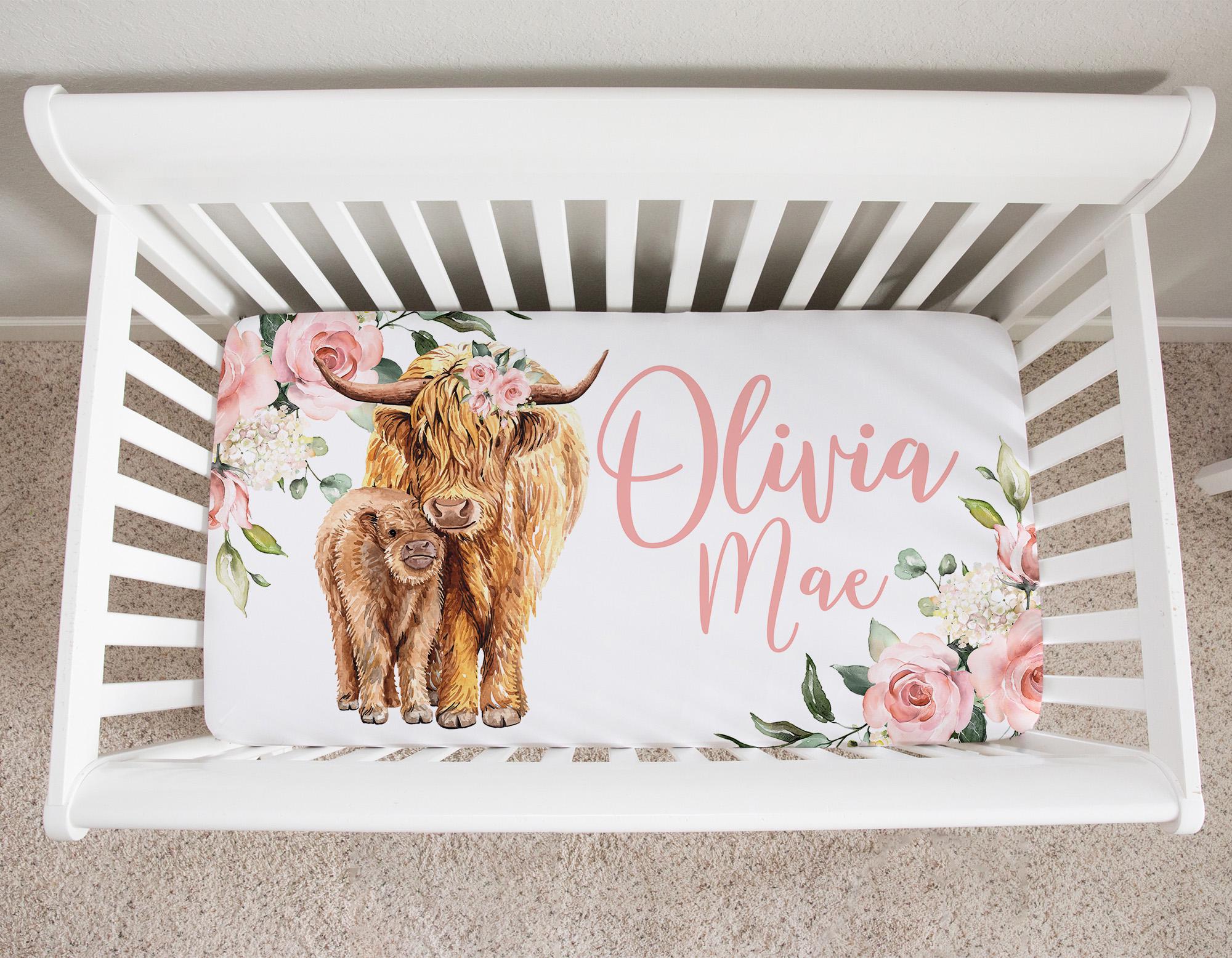 Baby Girl Crib Bedding Set, Highland Cow Crib Bedding Girl, Highland ...