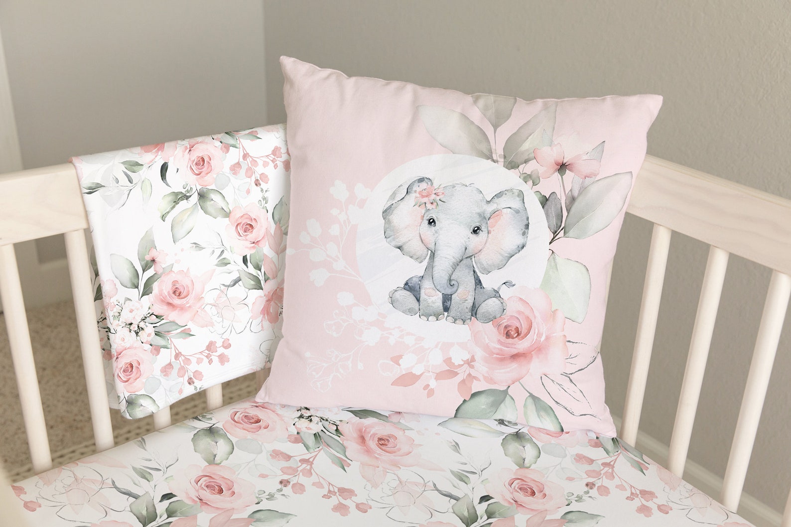 Elephant Crib Bedding Set Crib Bedding Set Girl Personalized - Etsy