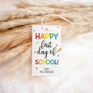 Printable First Day of School Gift Tag, Back to School Tag Template ...