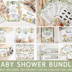 Safari Baby Shower Bingo Game, Printable Baby Shower Bingo Cards ...