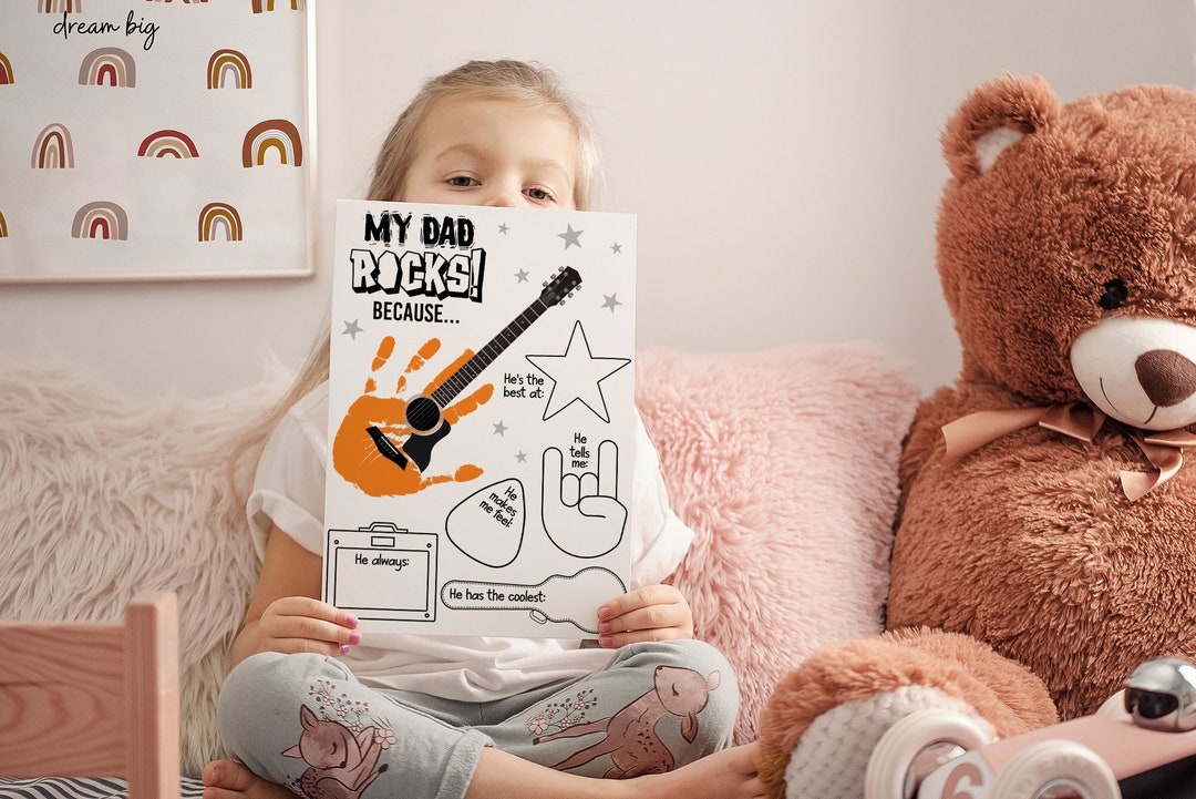 Fathers Day Handprint Art, My Dad Rocks Printable Fathers Day Craft ...