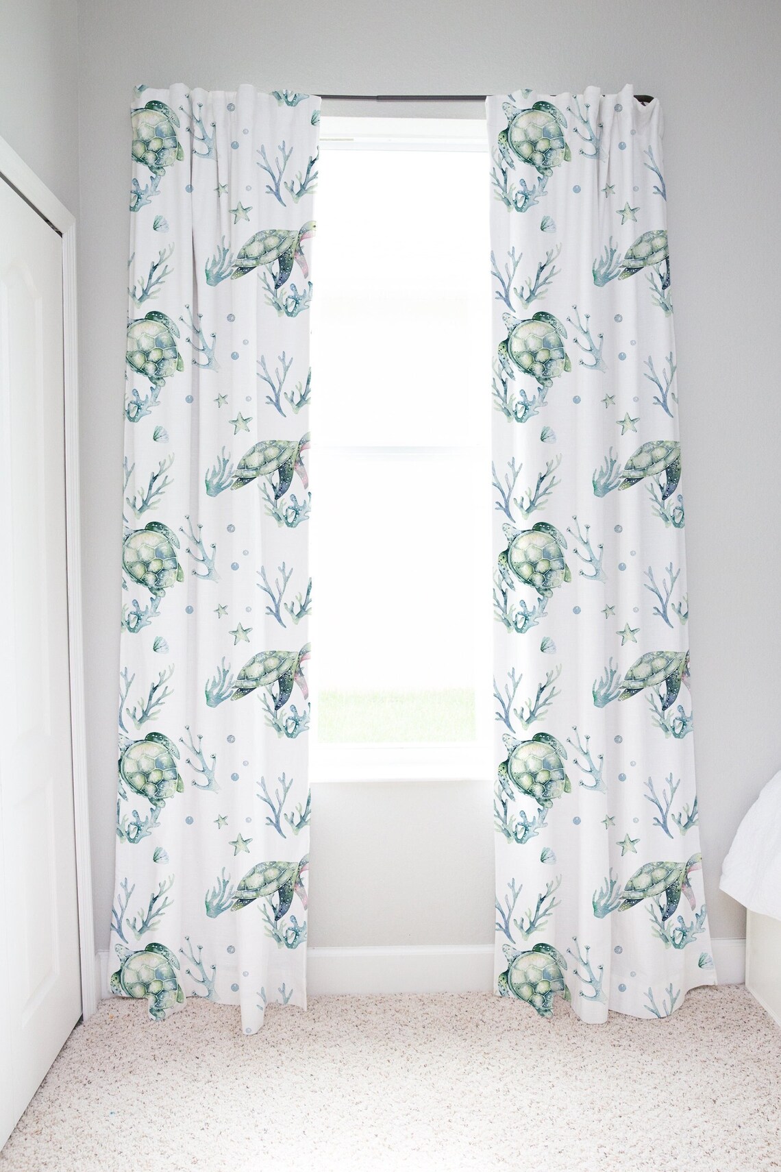 Sea Turtle Window Curtains, Sea Turtle Nursery Curtains, Baby Boy ...