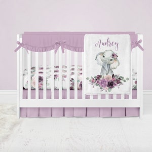 Purple Floral Crib Sheet, Floral Girl Crib Bedding, Floral Nursery ...