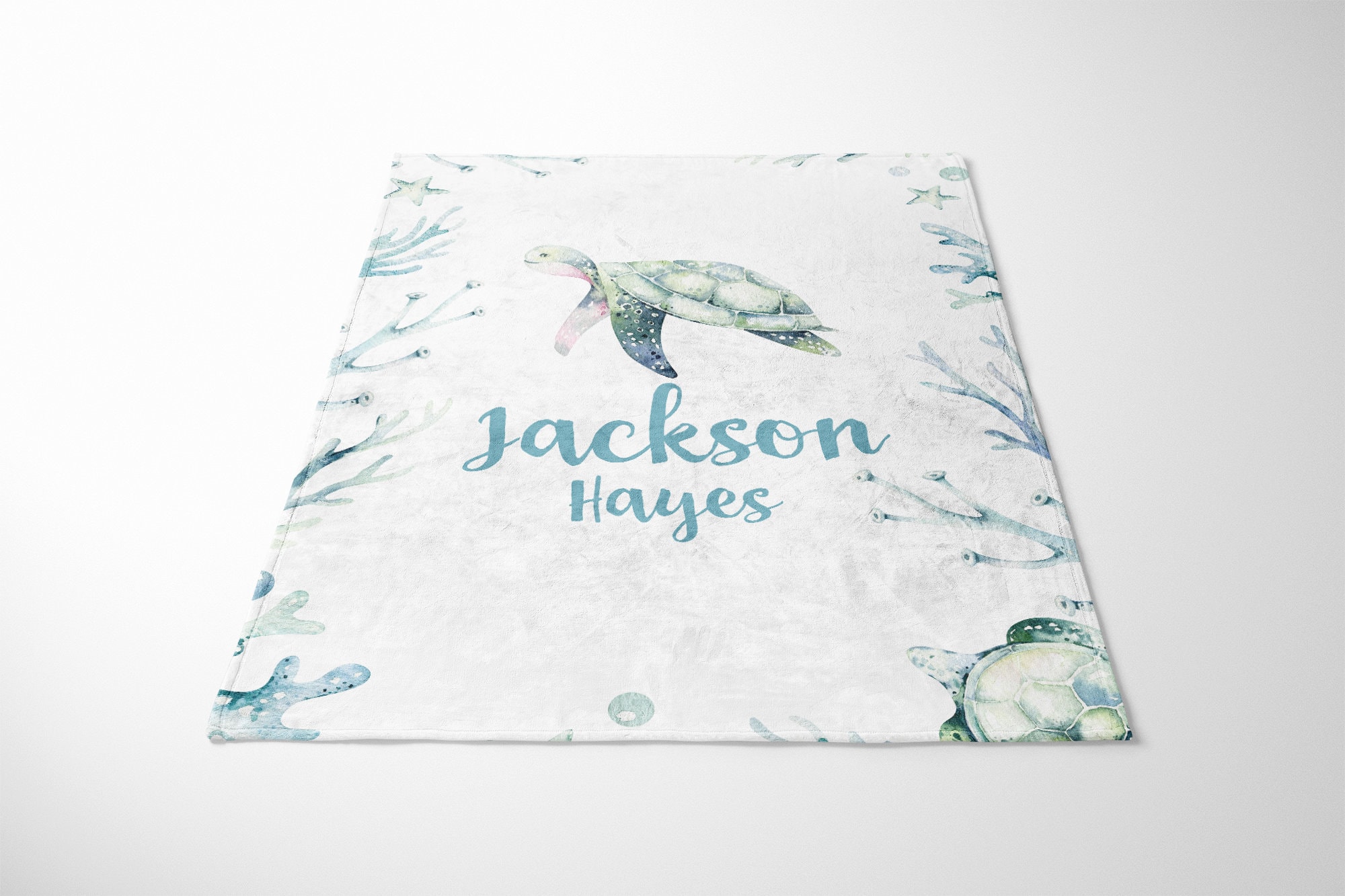 Personalized Sea Turtle Baby Blanket, Baby Name Blanket, Custom Baby ...