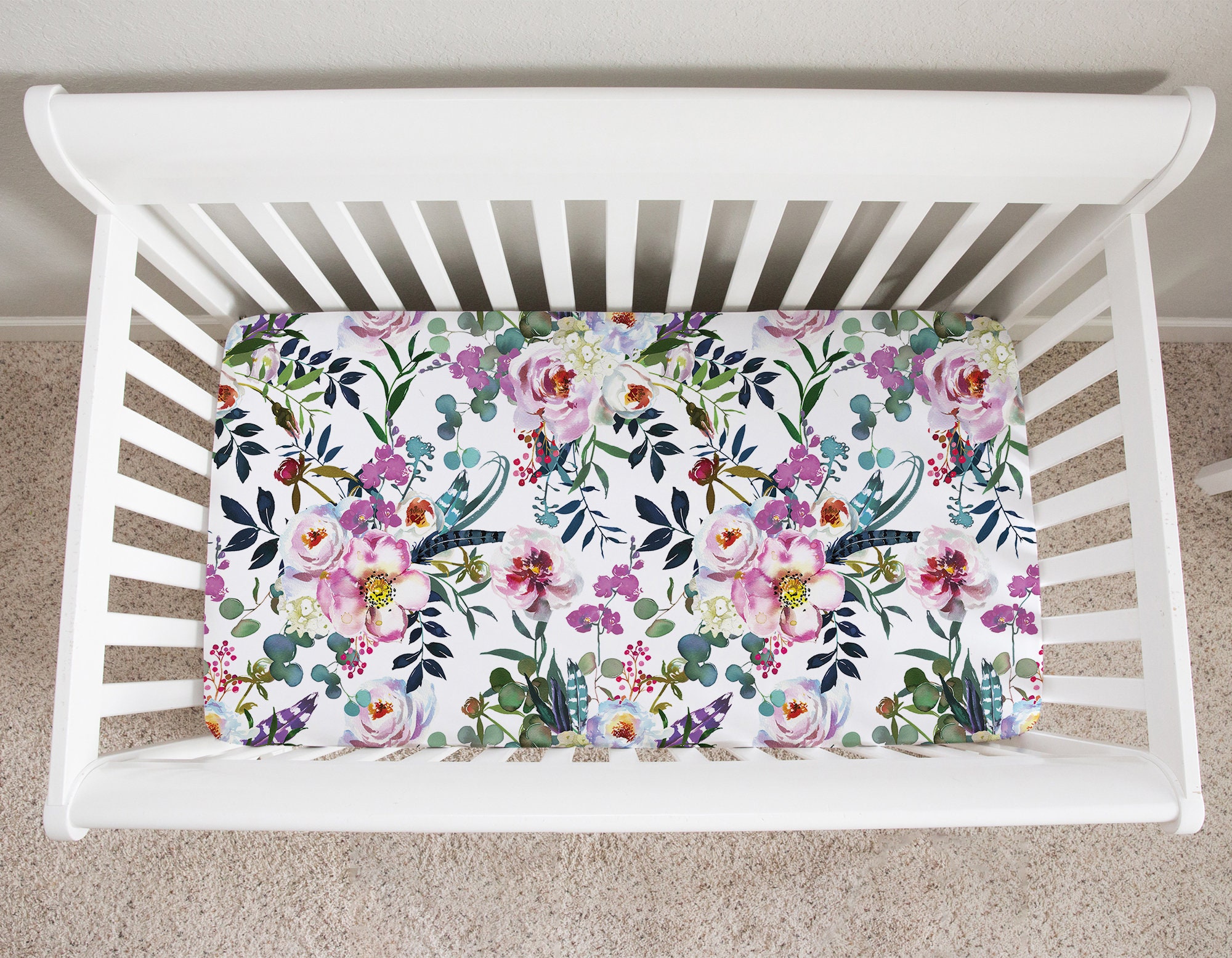 Floral Crib Sheets Boho Floral Crib Sheet Watercolor Floral - Etsy