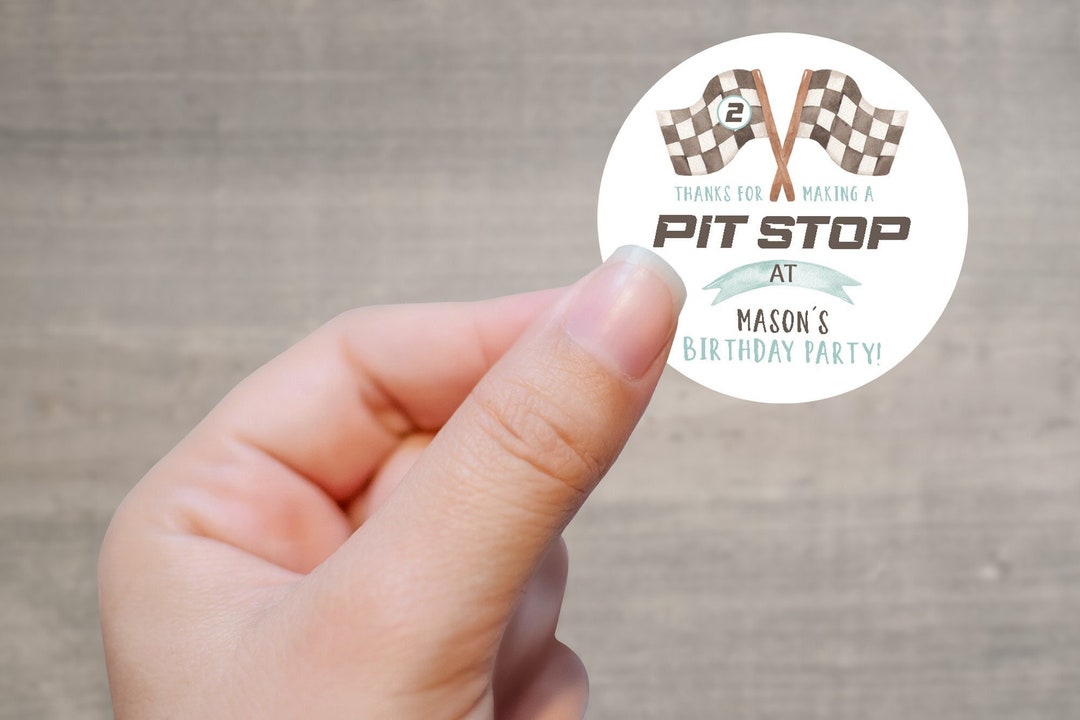 Race Car Thank You Stickers, Two Fast Birthday Boy, Blue Race Car ...