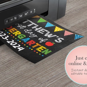 First Day of School Sign, Printable Back to School Sign, Editable First ...