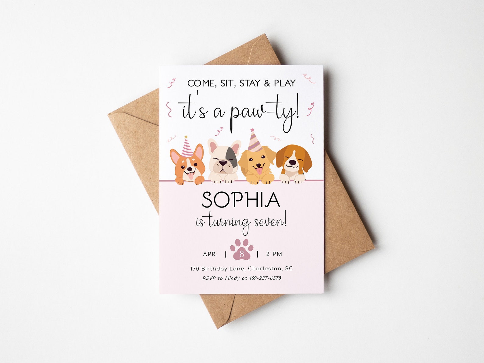 Lets Pawty Birthday, Puppy Invitation, Editable Dog Birthday Invitation ...