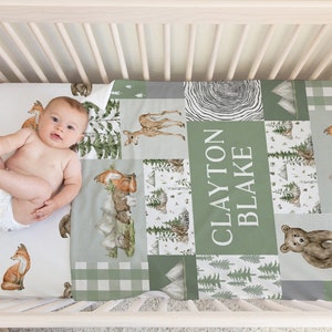 Woodland Crib Bedding Set, Sage Green Nursery Bedding, Baby Boy Crib ...
