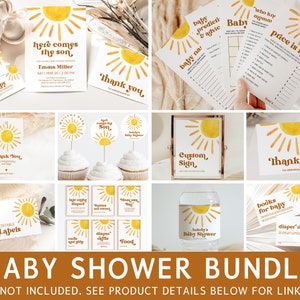Sun Diaper Raffle Sign, Here Comes the Son Baby Shower Sign Boy, Boho ...