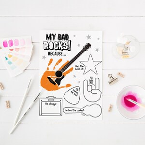 Fathers Day Handprint Art, My Dad Rocks Printable Fathers Day Craft ...