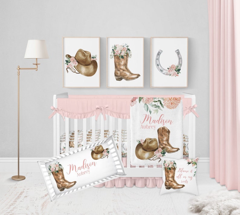 Western Crib Bedding Set Baby Girl Crib Bedding Set Cowgirl - Etsy