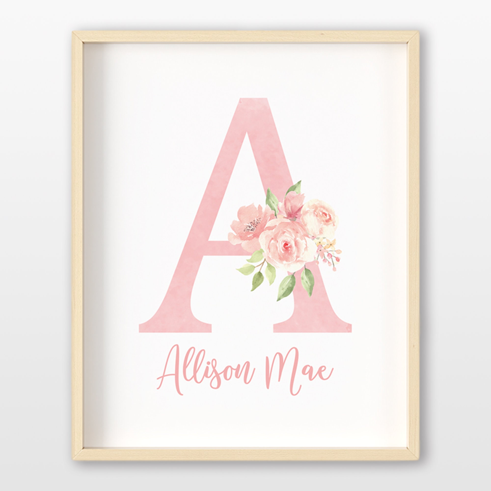 Personalized Floral Initial Print Nursery Art Prints Girl - Etsy