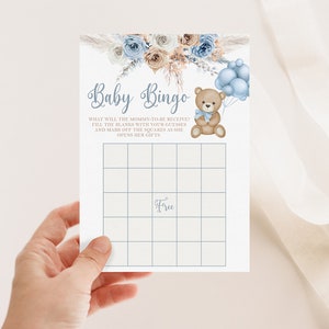 Teddy Bear Baby Shower Bingo, Baby Bingo Game, Printable Baby Shower ...