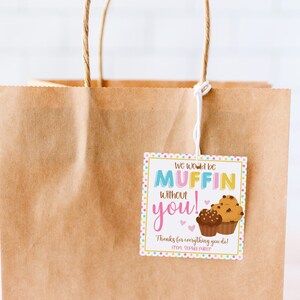 Printable Muffin Thank You Tag, We Would Be Muffin Without You Tags ...