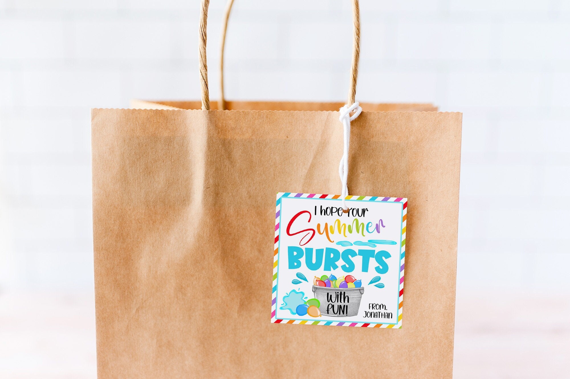 Water Balloon Gift Tag, Last Day of School Tag Printable, Editable End ...