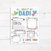 All About My Dad Printable, Fathers Day Gift From Kids, Father's Day ...