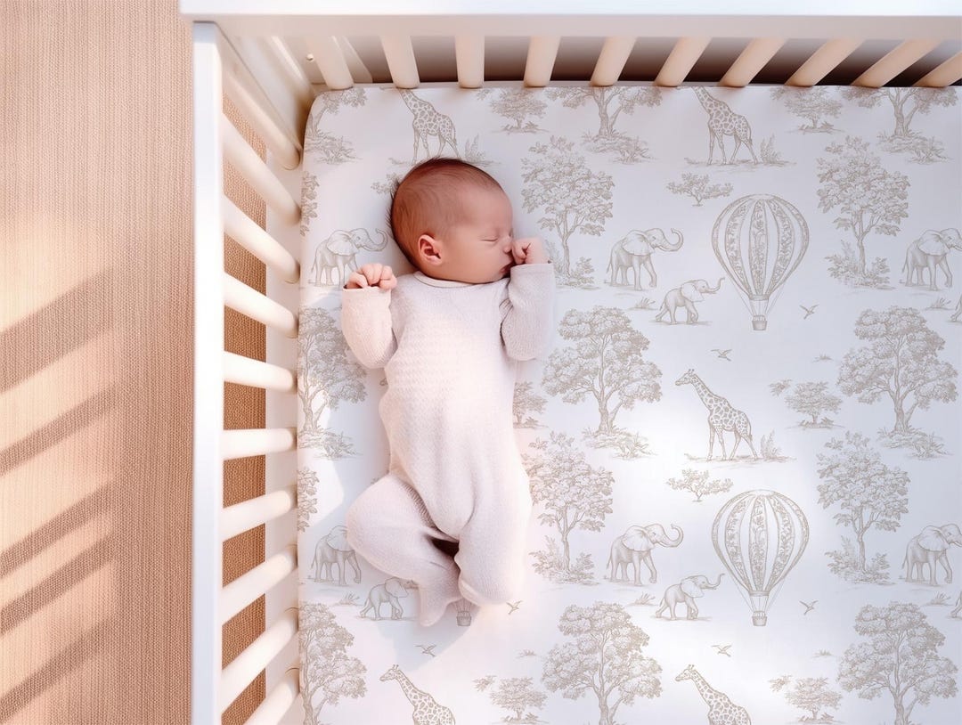 Safari Toile Crib Sheets, Safari Baby Bedding Set, Neutral Nursery ...