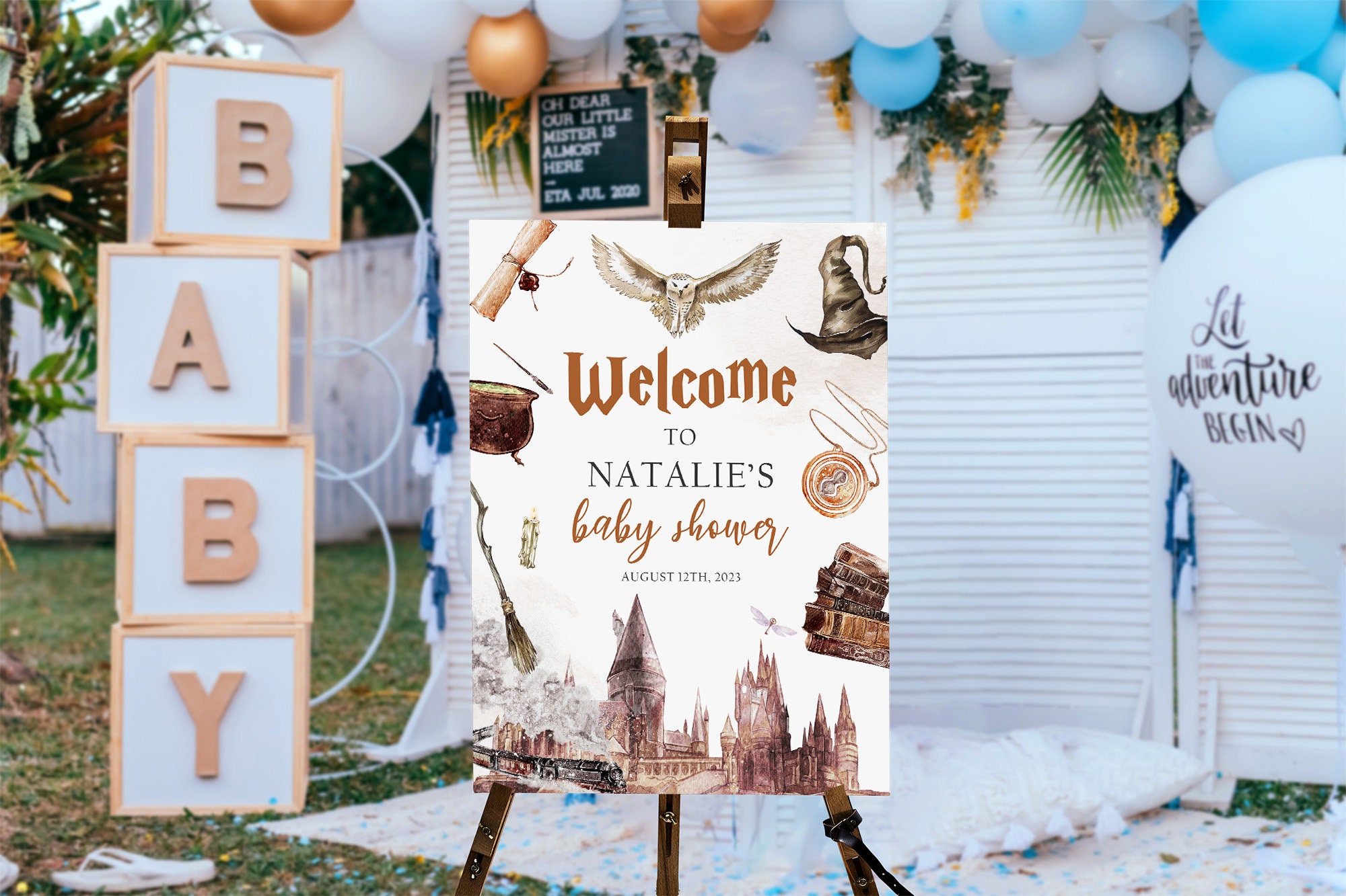 Wizard Baby Shower Welcome Sign, Wizard Baby Shower Sign, Baby Boy Baby ...