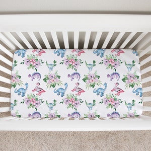 Dinosaur Crib Sheet, Crib Sheets Girl, Baby Girl Dinosaur Crib Bedding ...