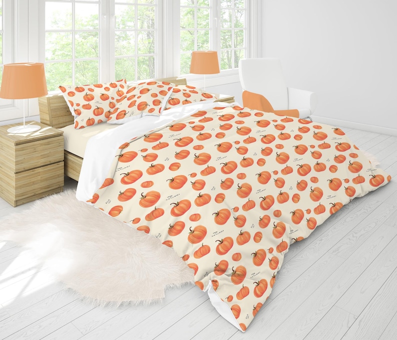 Pumpkin Duvet Cover Set, Pumpkin Bedding Set, Halloween Bedding Set ...
