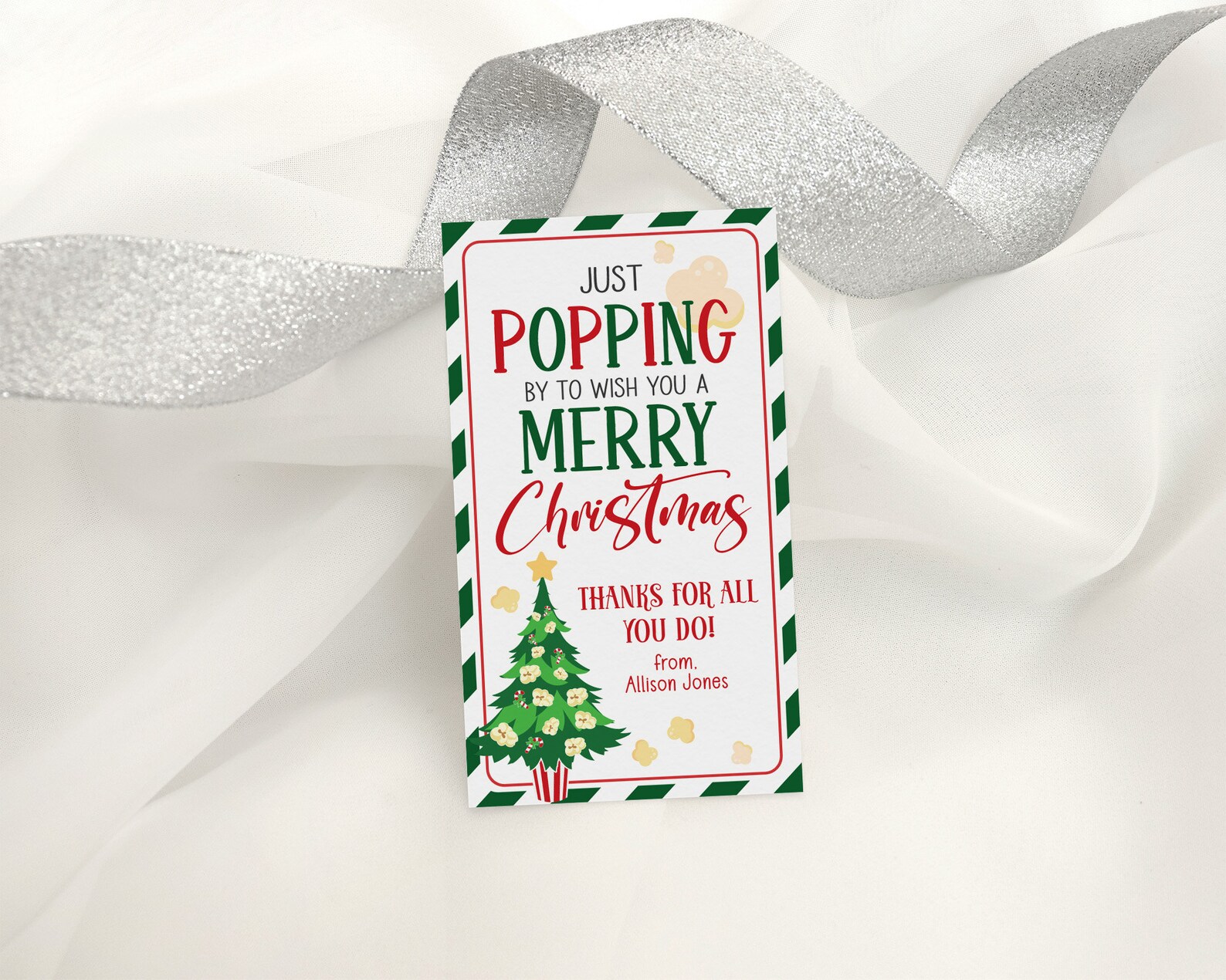 Popping by to Wish You A Merry Christmas Tag, Editable Christmas ...