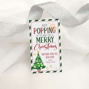 Popping by to Wish You A Merry Christmas Tag, Editable Christmas ...