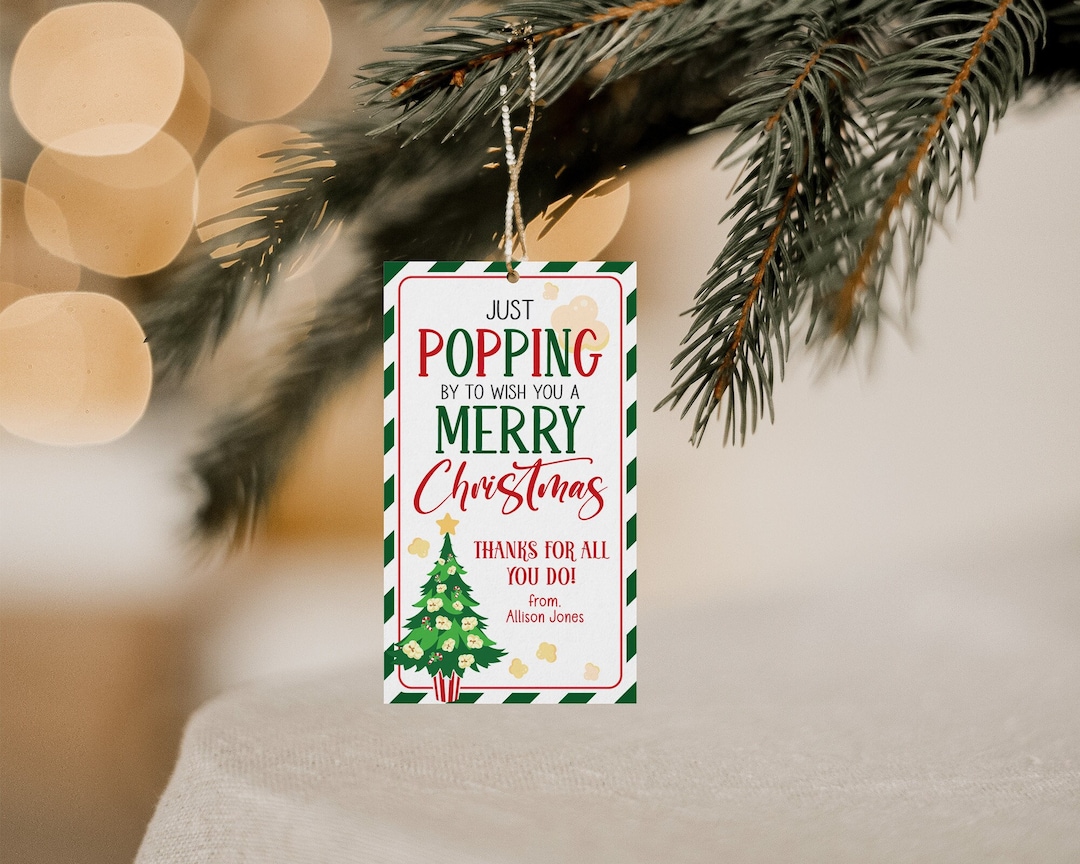 Popping by to Wish You A Merry Christmas Tag, Editable Christmas ...