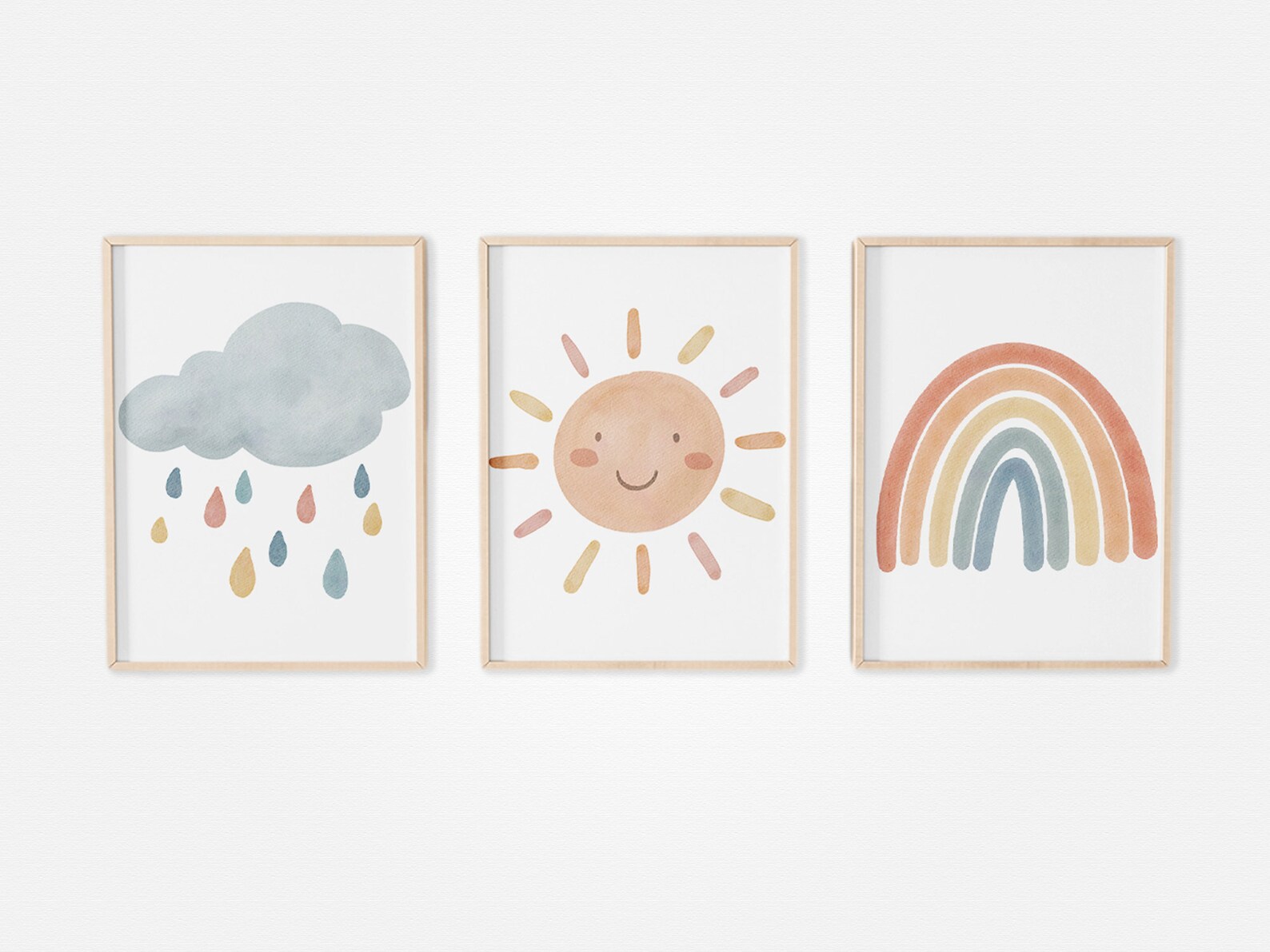Rainbow Nursery Wall Art Set of 3 Prints Rainbow Nursery - Etsy