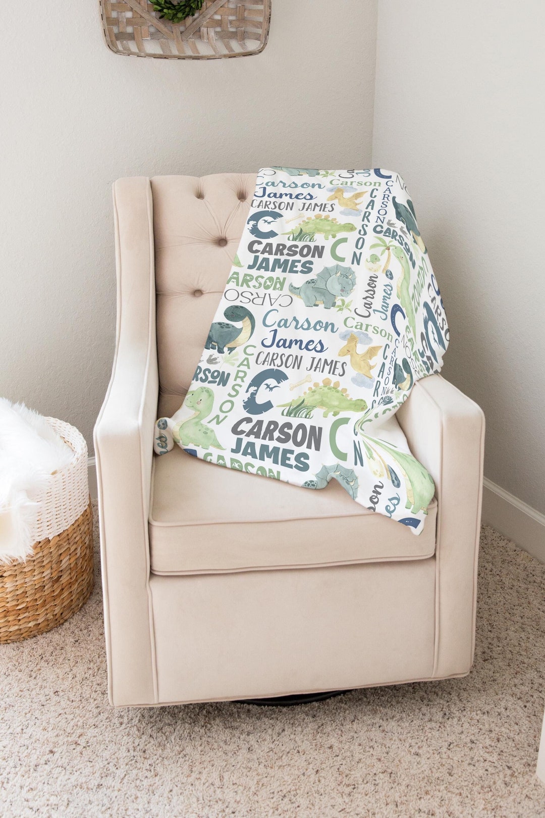 Personalized Dinosaur Blanket for Kids, Custom Dinosaur Baby Blanket ...