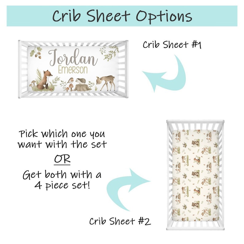 Woodland Crib Bedding Set, Gender Neutral Crib Bedding, Baby Boy Crib ...