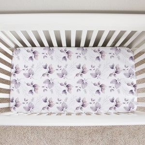 Purple Floral Crib Sheet, Crib Sheets Girl, Purple Crib Sheets, Floral ...