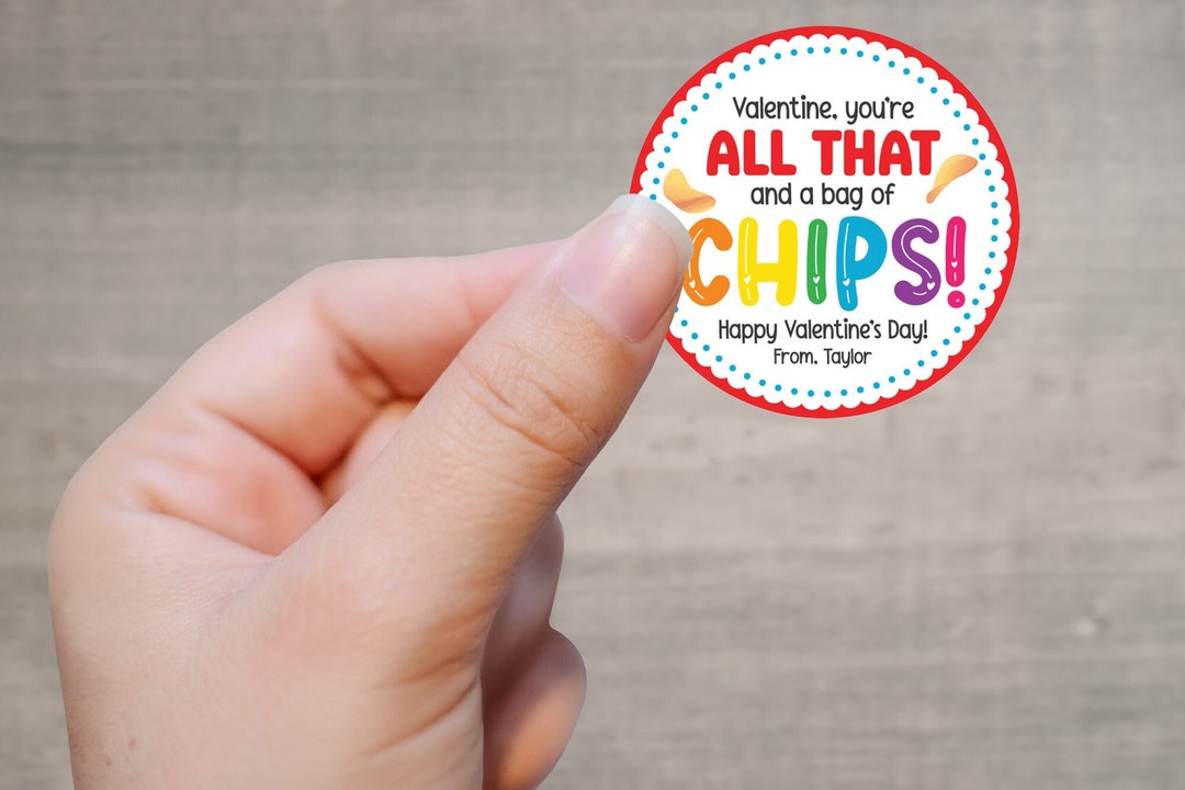 Valentine Chip Stickers, Class Valentine Sticker Labels, Chip Valentine ...