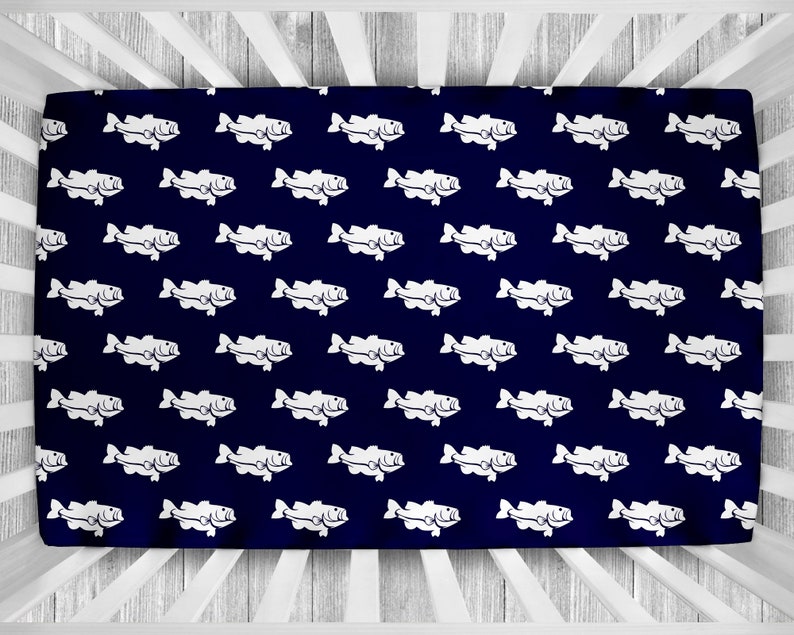 Fish Crib Sheet Fishing Baby Nursery Boy Crib Sheet Navy | Etsy