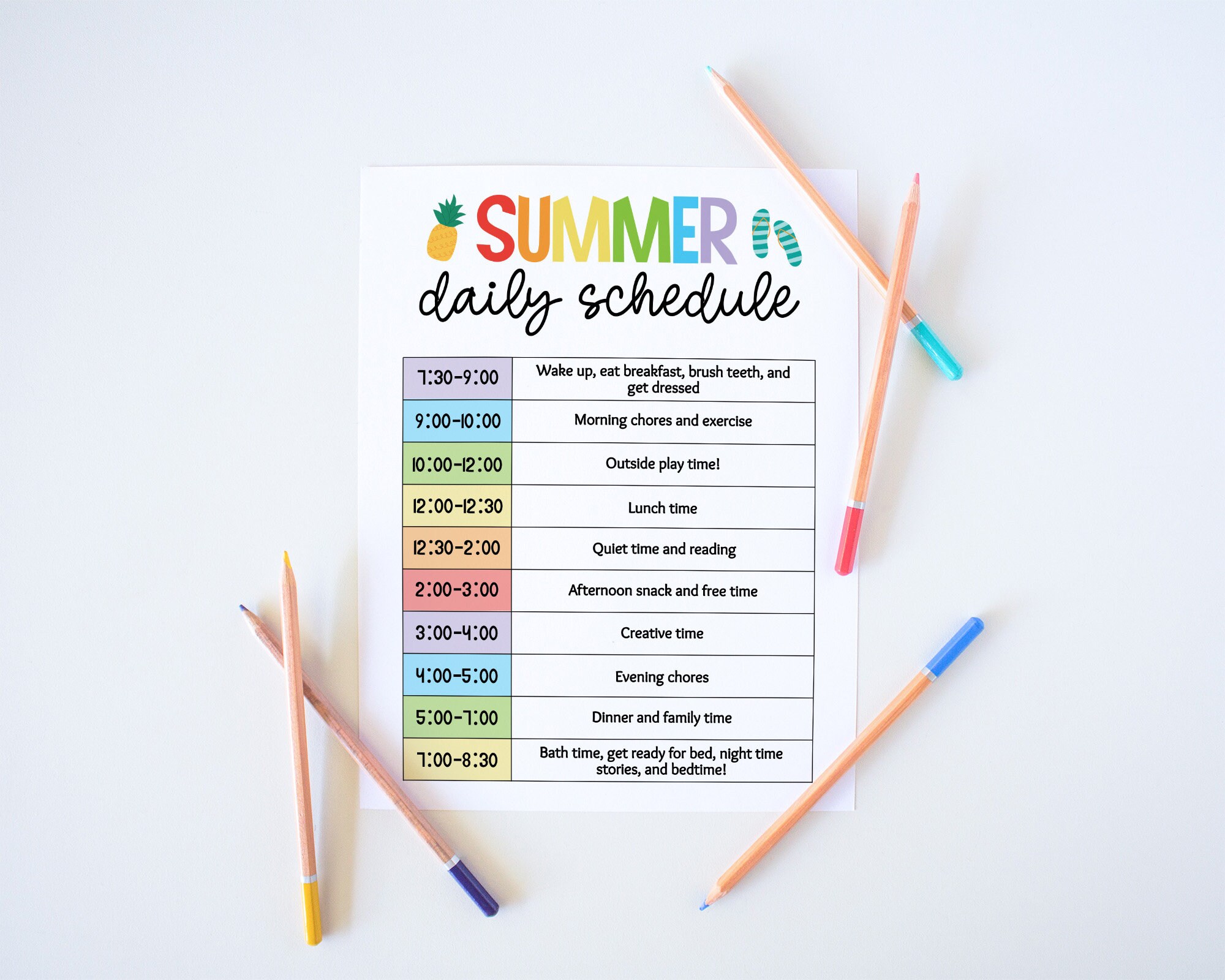 Editable Kids Daily Schedule Template, Summer Schedule Printable, Daily ...